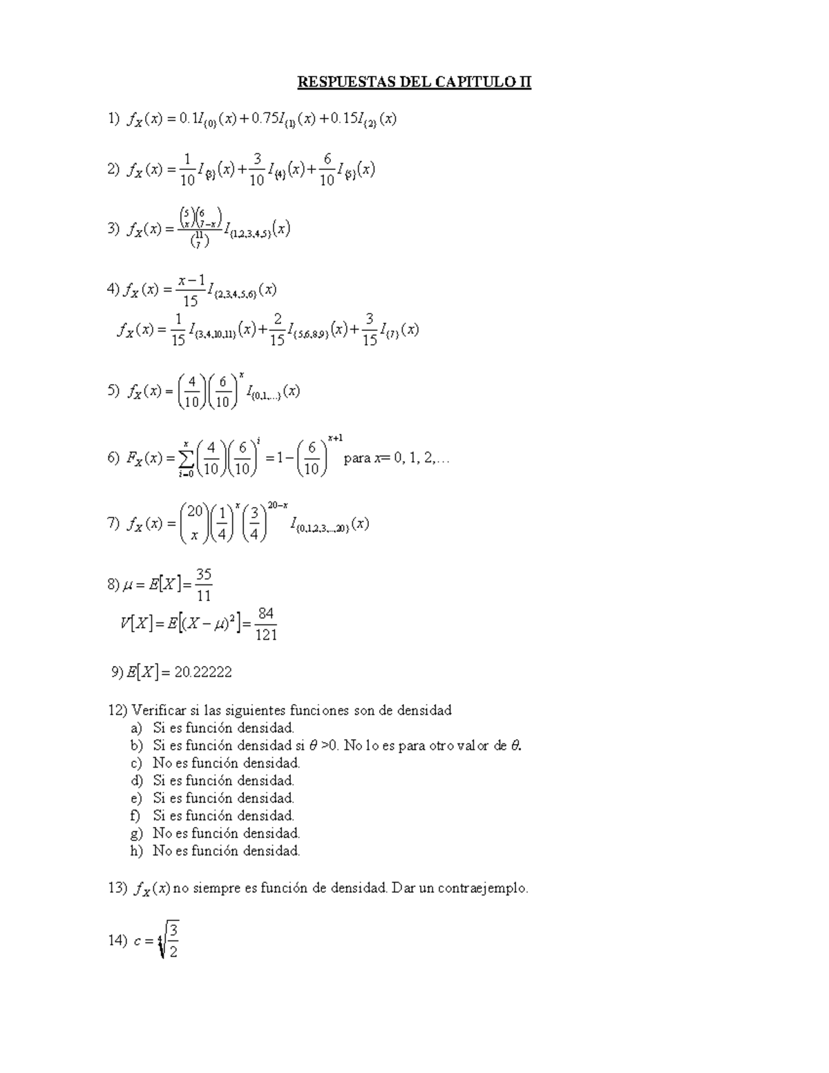 Answers Tarea de Probabilidad funciones discretas - RESPUESTAS DEL ...