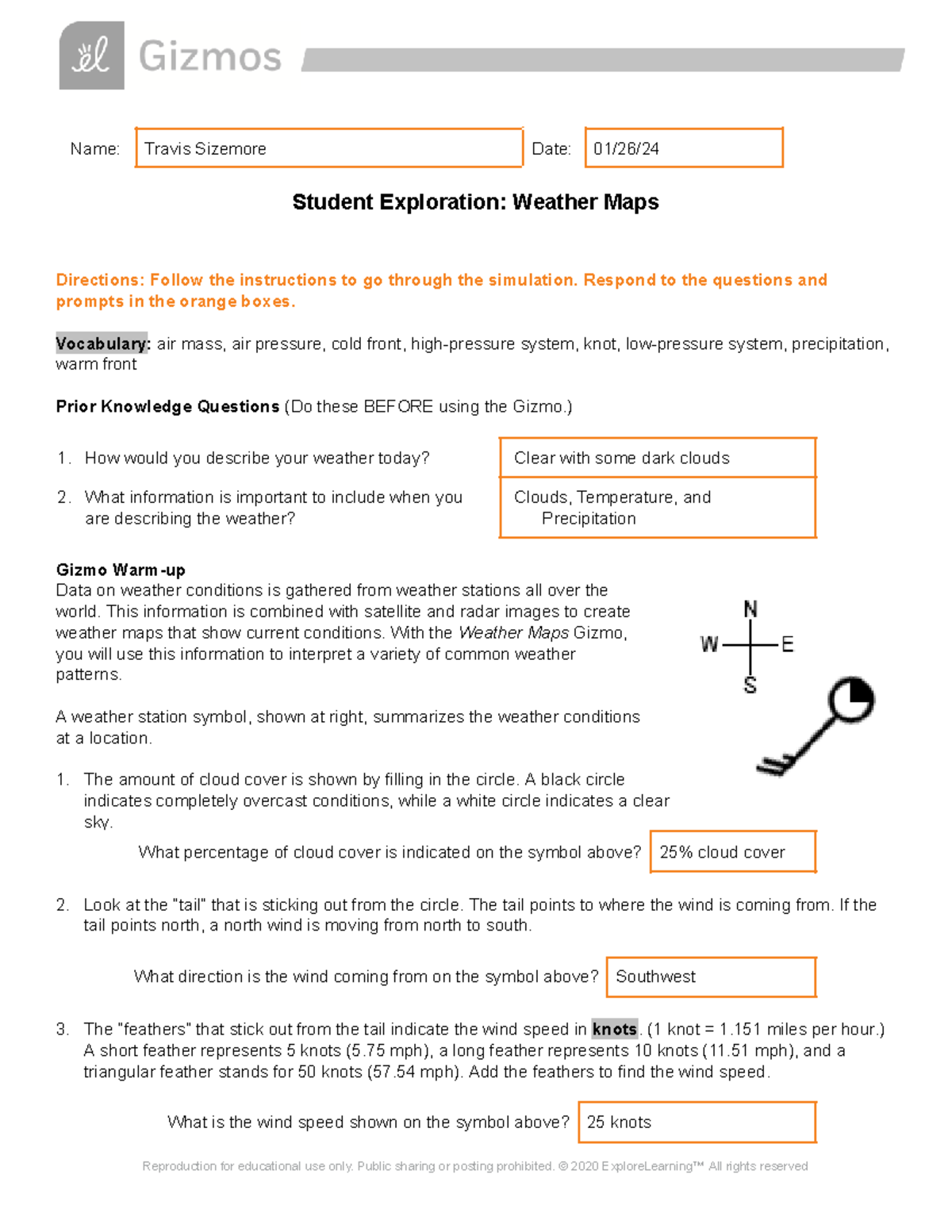 Copy of Unit 2 Portfolio - Weather Maps - Name: Travis Sizemore Date ...