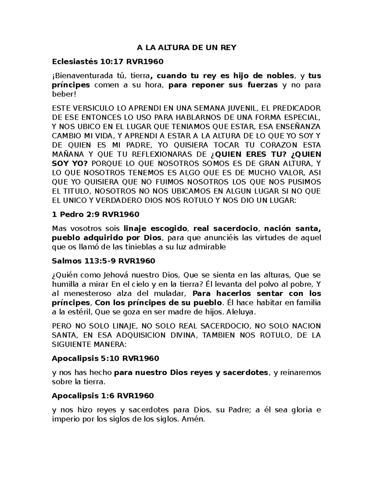 A LA Altura DE UN REY - A LA AUTURA DE UN REY ES UNA CARACTERIZACION DE ...