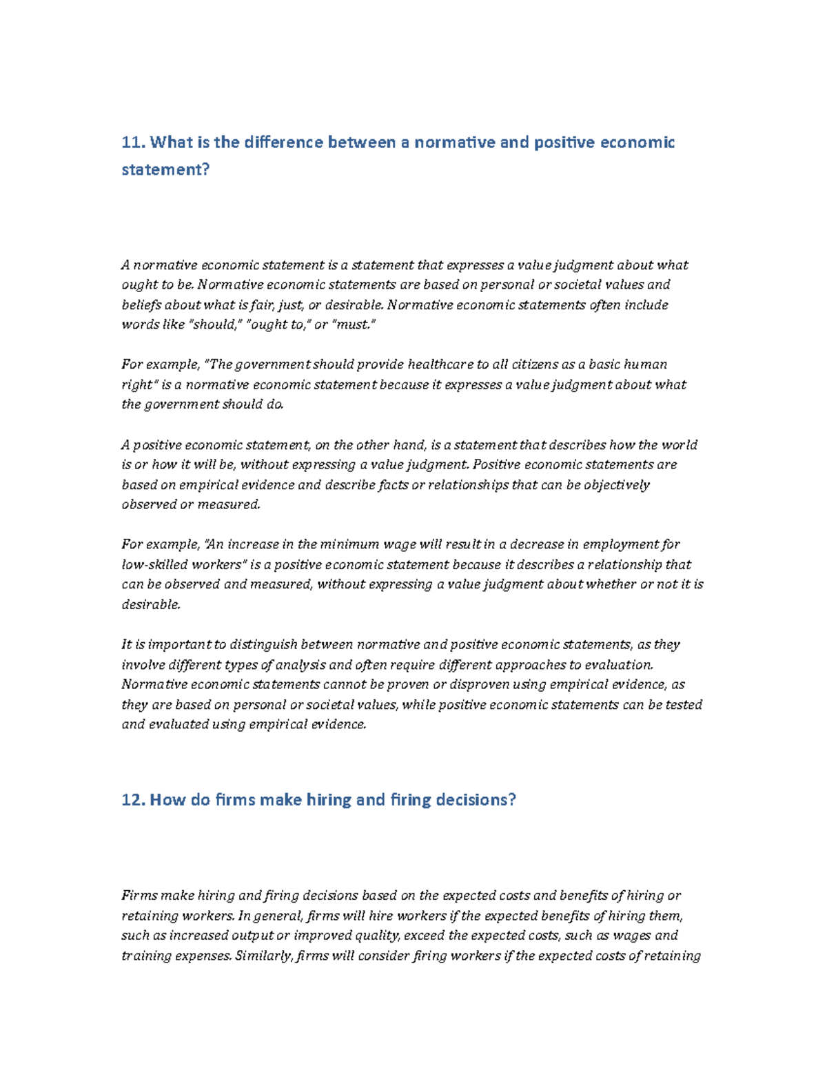 Micro economy 5 - 11. What is the difference between a normative and ...