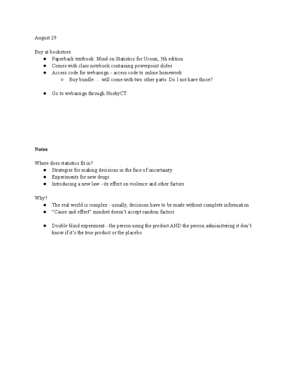 Class Lecture Notes - August 29 Buy at bookstore Paperback textbook ...