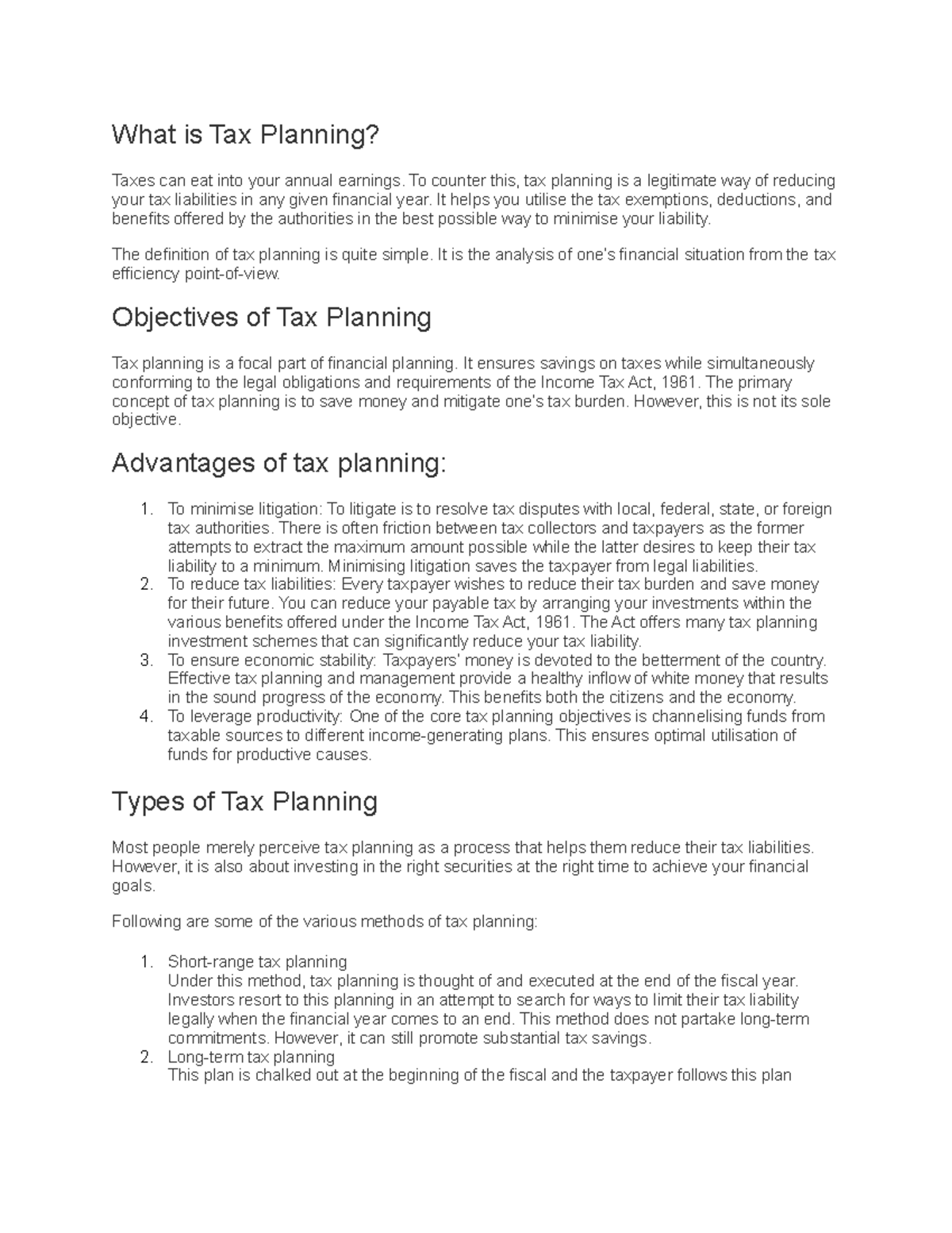 What is Tax Planning - tax and definiton - What is Tax Planning? Taxes ...