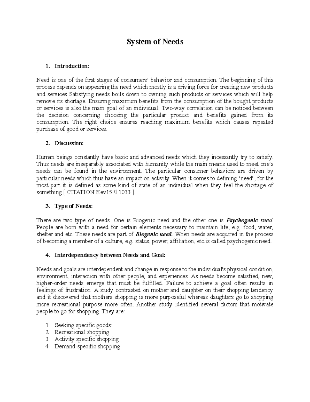 System of Needs - System of Needs Introduction: Need is one of the ...