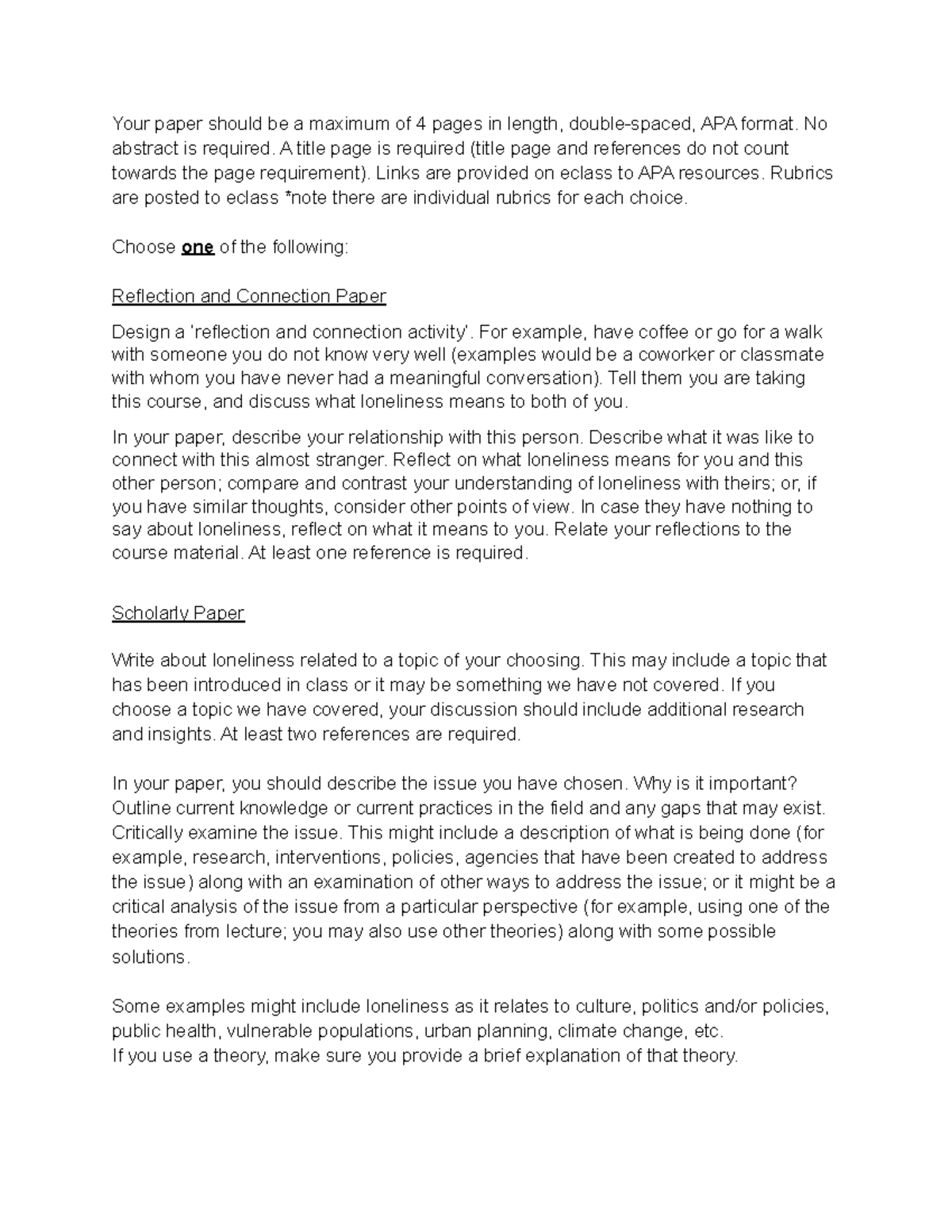 Paper Descriptions Options - ENG4U - U of T - Studocu