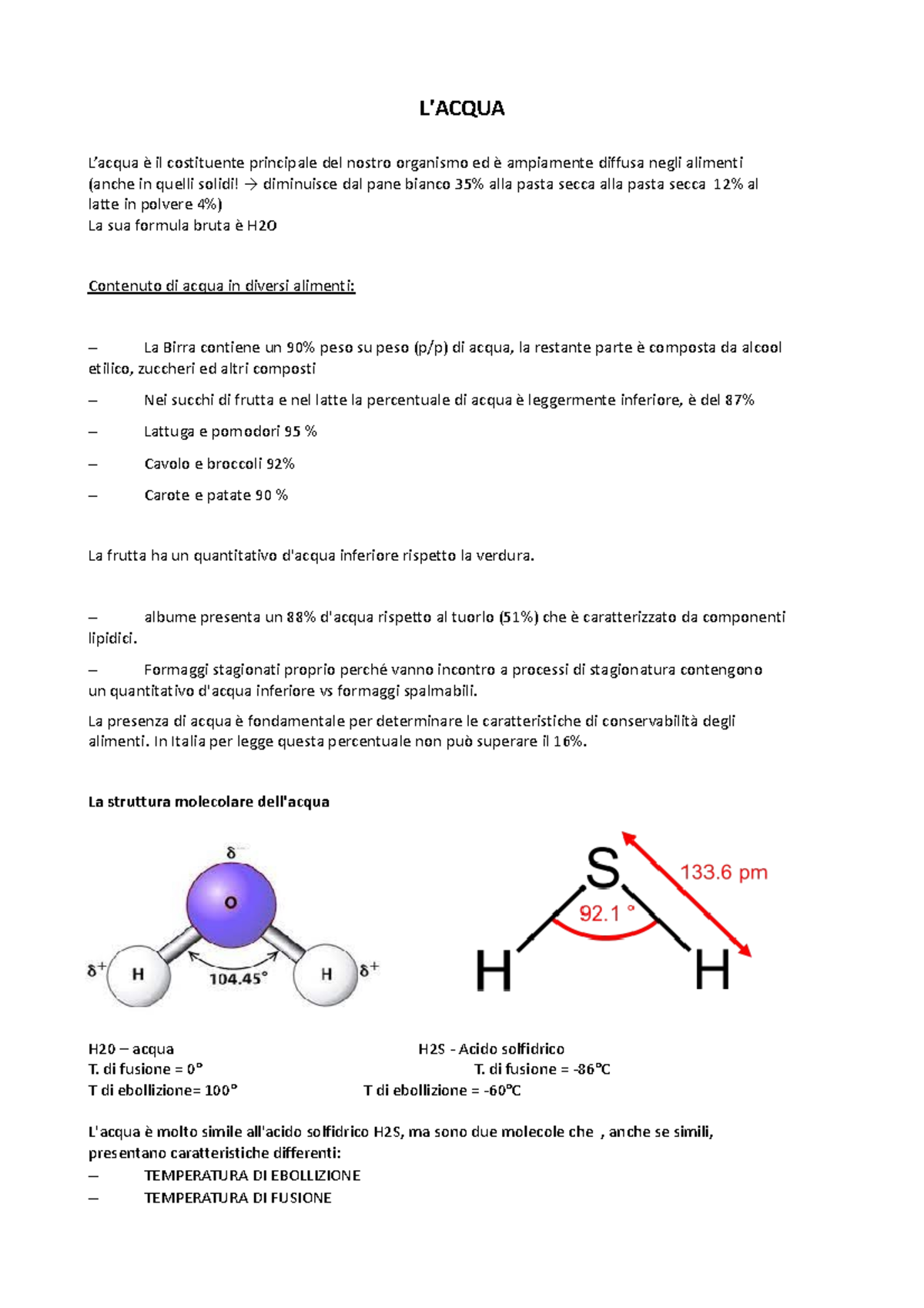 Acqua pdf - Primo capitolo. Compreso di domande richieste dalla prof agli orali ...