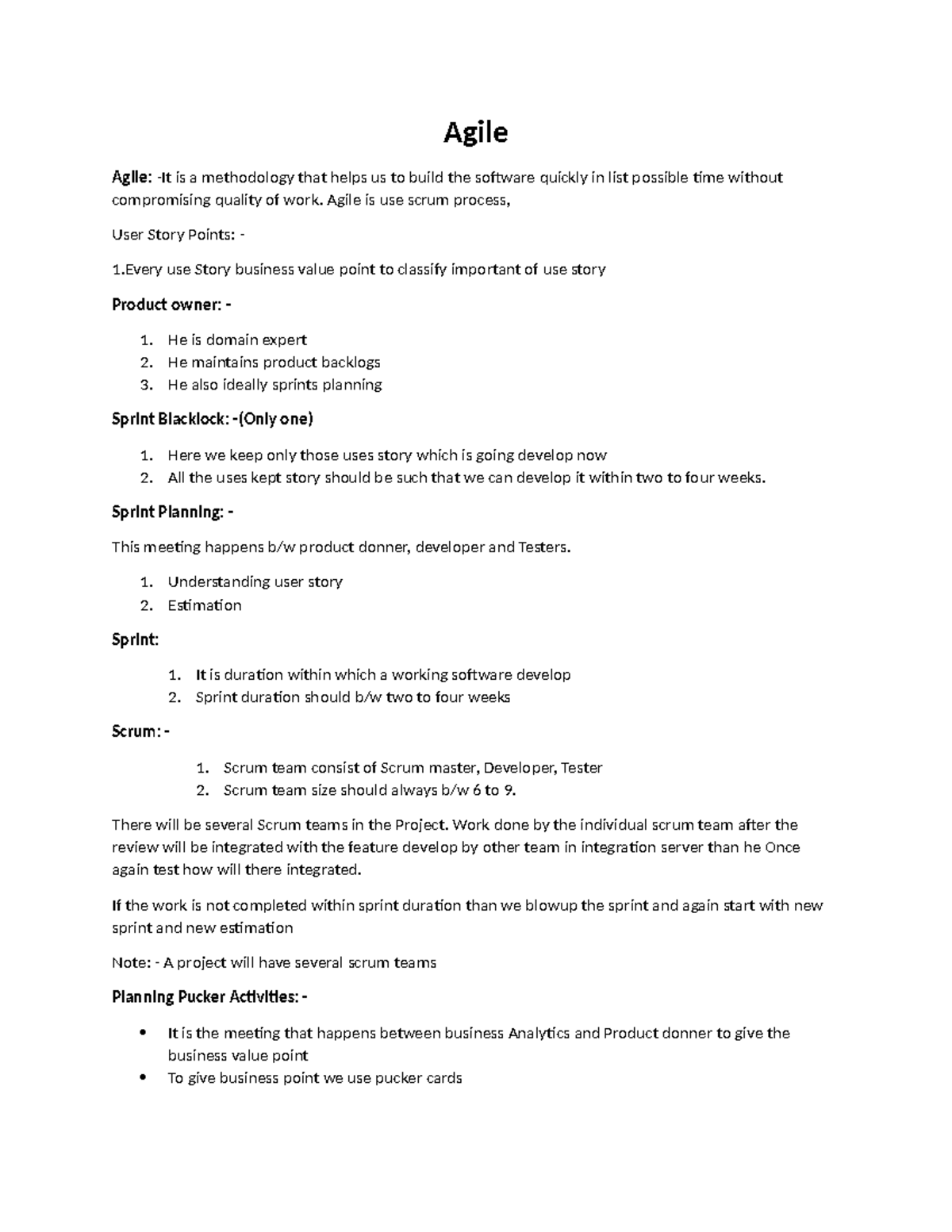 Agile Notes - Agile Agile: -It is a methodology that helps us to build ...