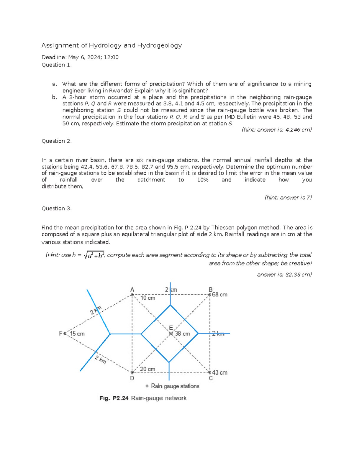 Assignment of Hydrology and Hydrogeology - Assignment of Hydrology and ...
