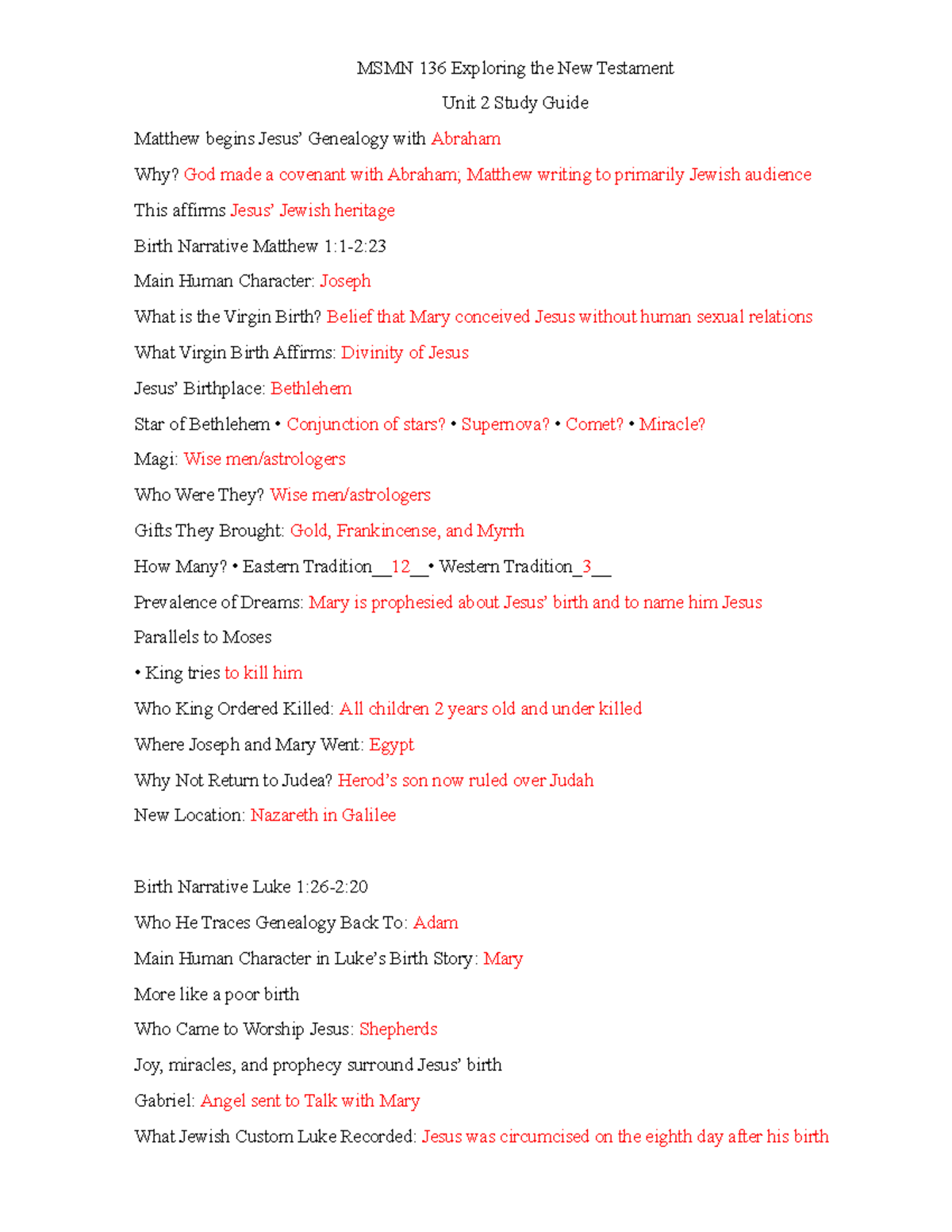 UNIT 2 Study Guide - Week 2 Lecture Notes - MSMN 136 Exploring the New ...