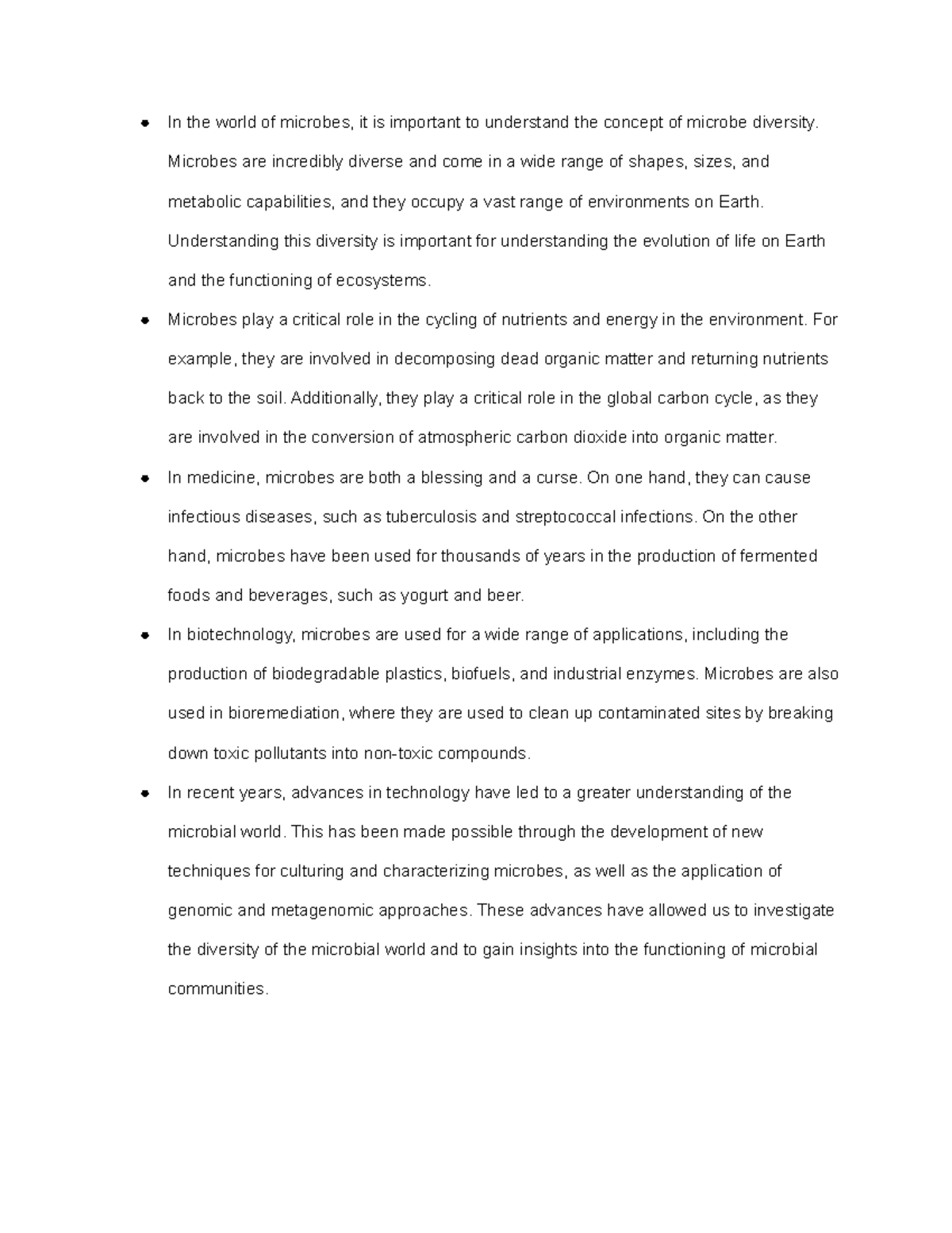 The world of microbes notes 3 - In the world of microbes, it is ...