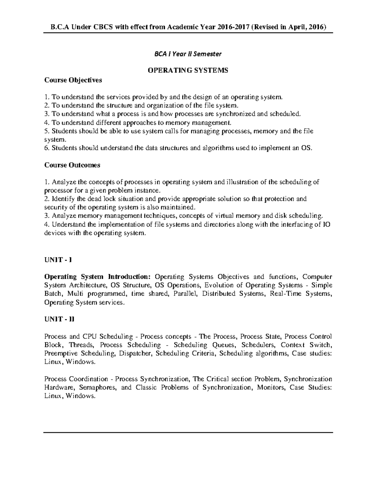 3382VS Univ B.C.A 2nd Sem All Subjects 2017 Syllabus - BCA I Year II ...