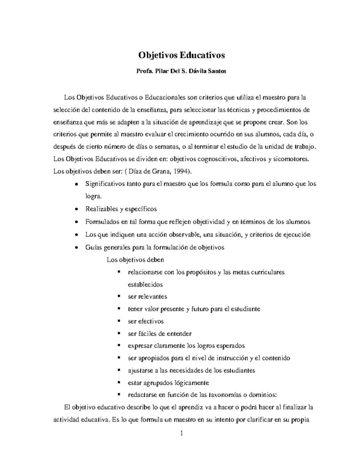 Objetivos educacionales pdf - Objetivos Educativos Profa. Pilar Del S ...