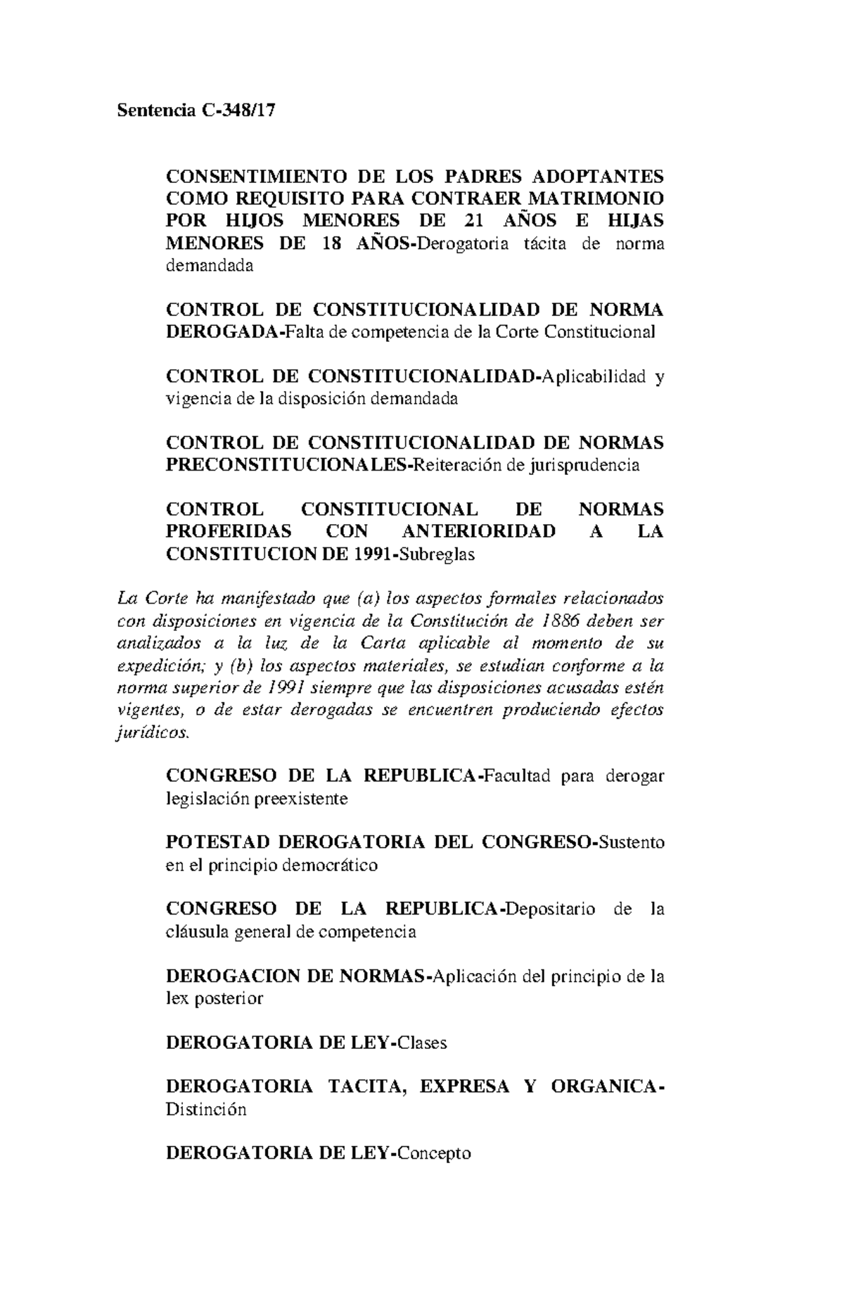 3. C-348-17. Derogacion LEY - Sentencia C- 348 / 17 CONSENTIMIENTO DE ...