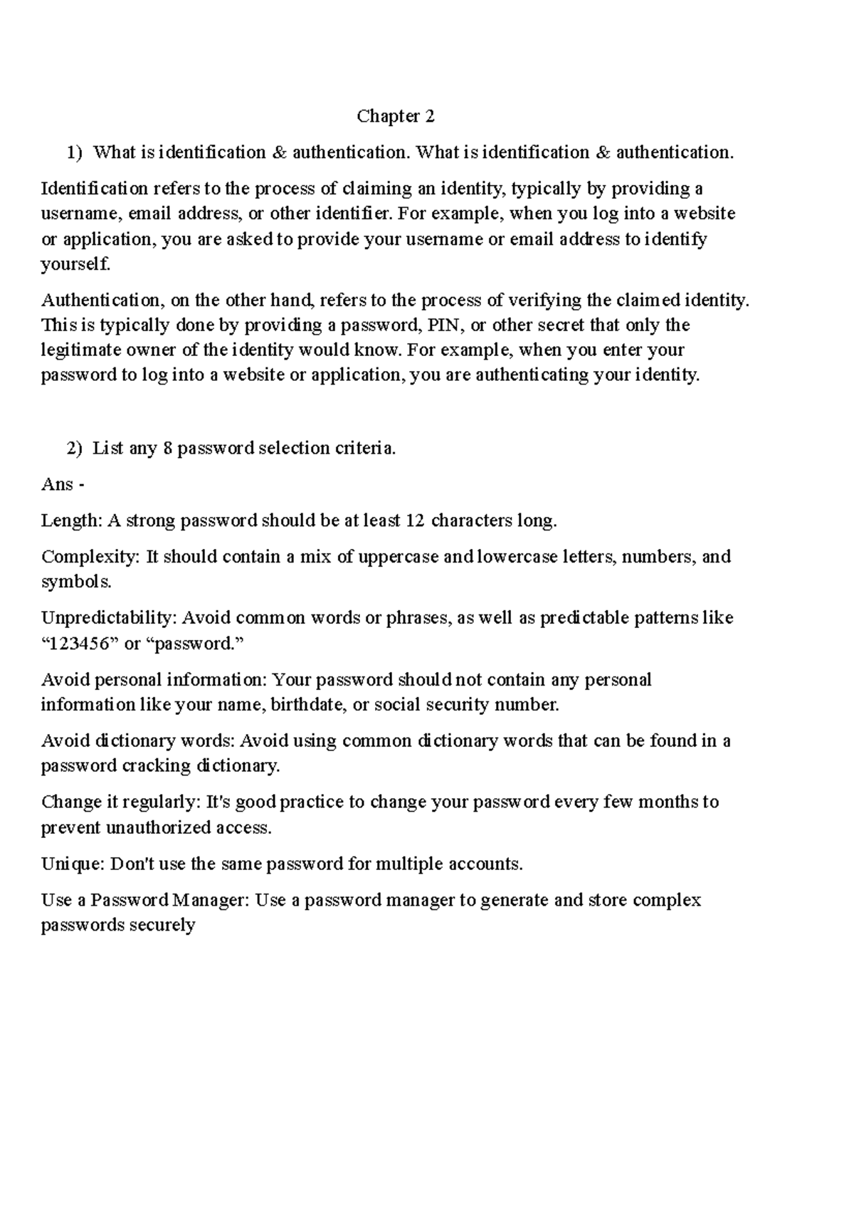 Chapter 2 - mmm - Chapter 2 What is identification & authentication. What is identification ...