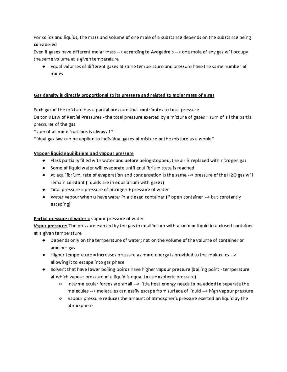 Chemistry Chapter 1.2 - Ideal Gas Law - For solids and liquids, the ...