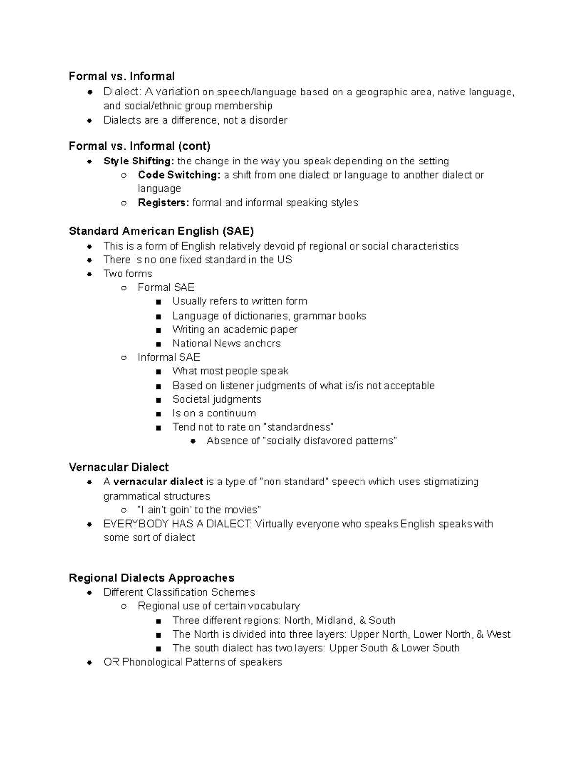 Dialectical Variation - Formal vs. Informal Dialect: A variation on ...