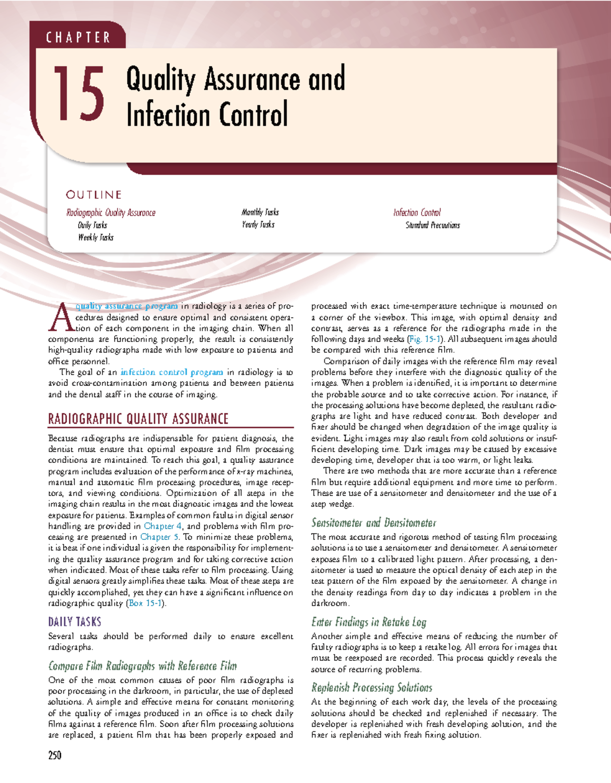 1 Quality Assurance and Infection Control Group 4 - 250 C H A P T E R ...