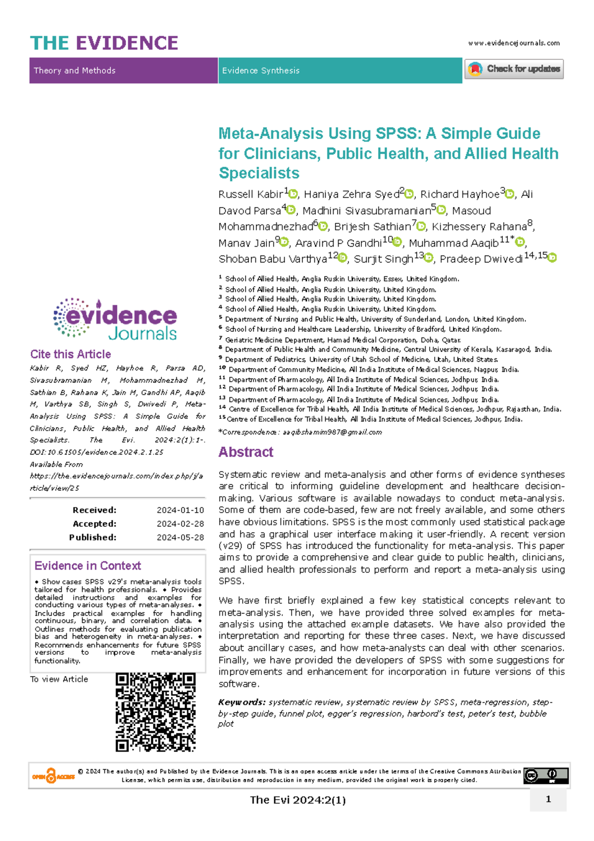 A simple comprehensive guide for Meta-analysis using SPSS - THE ...