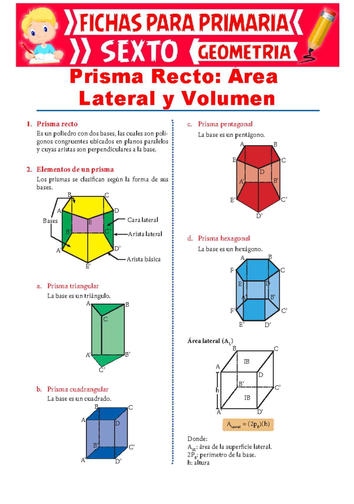 Área Lateral y Volumen del Prisma Recto para Sexto de Primaria - 1 ...