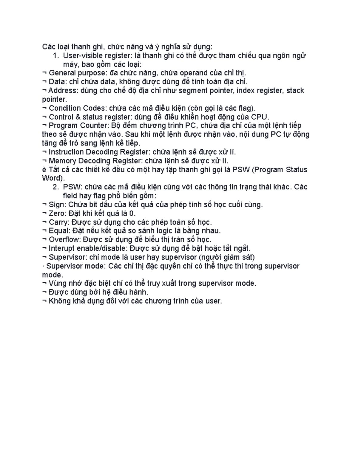 Tổ chức thanh ghi - Các loại thanh ghi, chức năng và ý nghĩa sử dụng: 1 ...