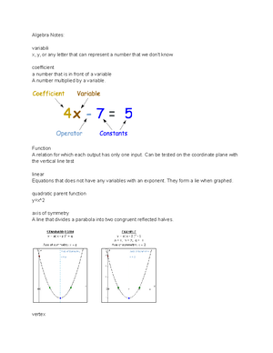 Algebra I Formula Sheet - Algebra 1 Assessment System Formula Sheet ...