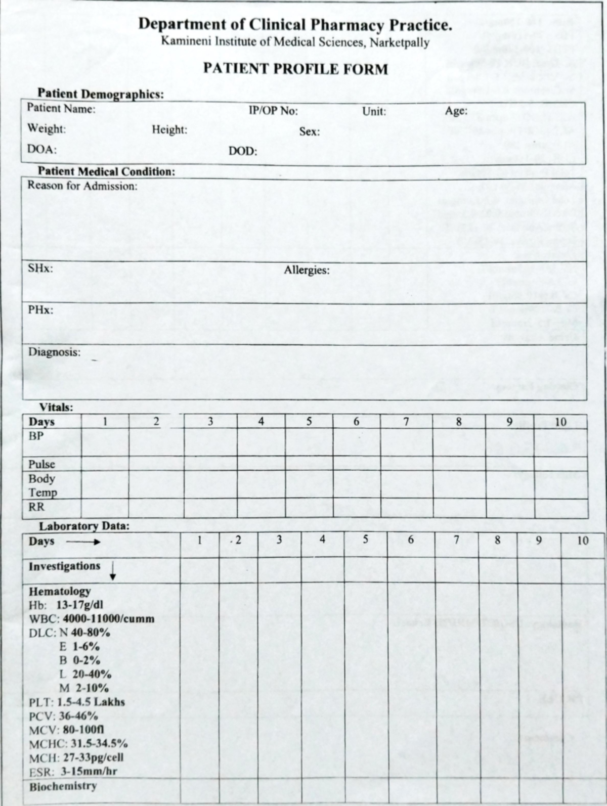 Patient profile form - Pharmaceutics Regulatory affairs - Studocu