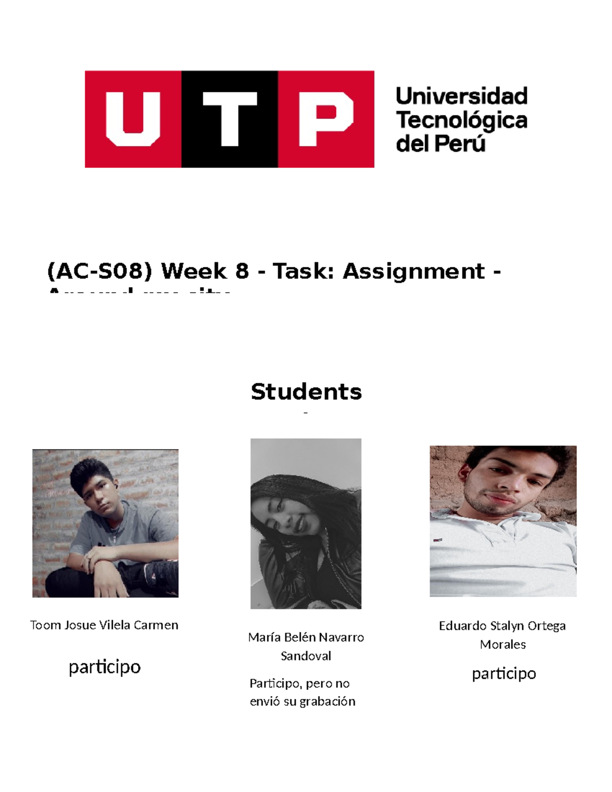 Semana 8 ingles II - ESPERO TE AYUDE - Ingles II - (AC-S08) Week 8 - Task: Assignment - Around ...