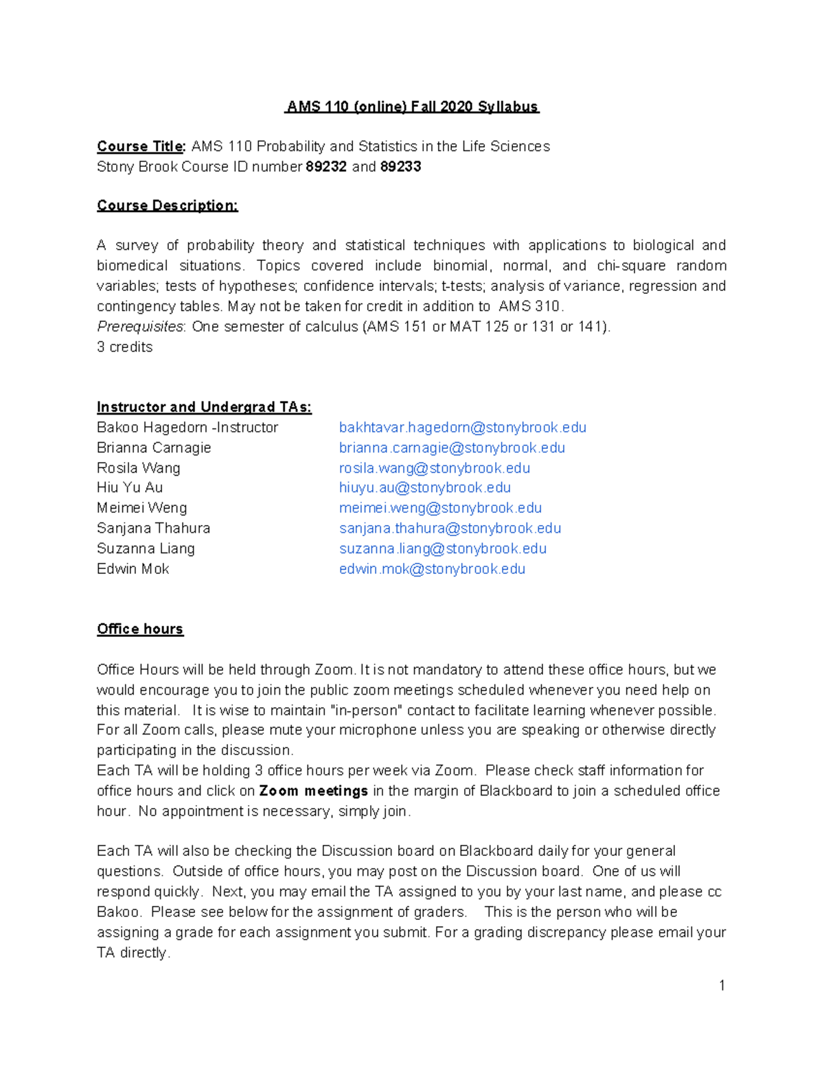 AMS 110 syllabus - AMS 110 (RQliQe) Fall 2020 S\llabXV CRXUVe TiWle ...