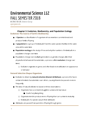 ENS112 chapter 1 notes - Lecture and content provided by professor ...