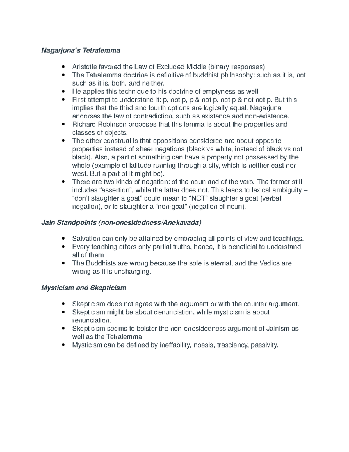 SAST050 Nagarjuna & Anekavada - Nagarjuna’s Tetralemma Aristotle ...