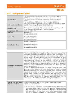 Unit 8c official - Digestive system Analyse the role of digestive ...