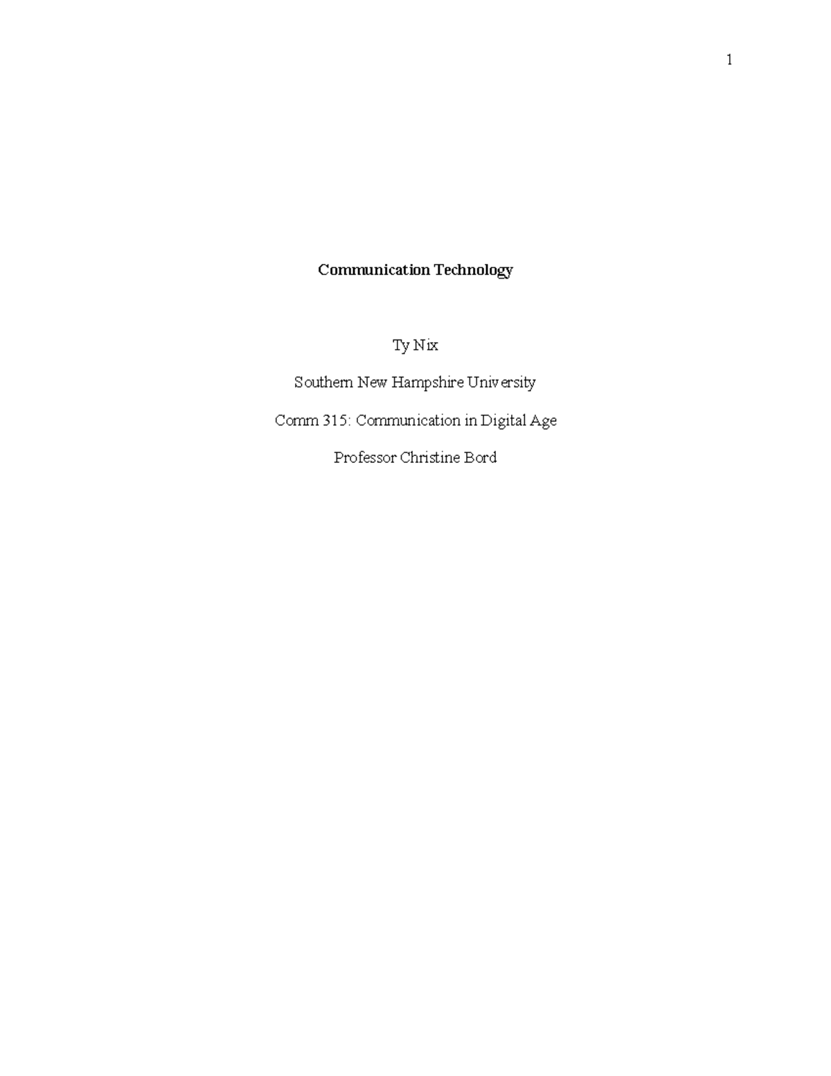 Final Project - Communication degree notes - Communication Technology ...