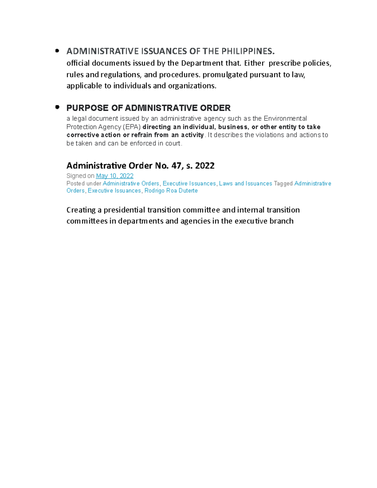 Administrative Issuances OF THE Philippines - ADMINISTRATIVE ISSUANCES ...