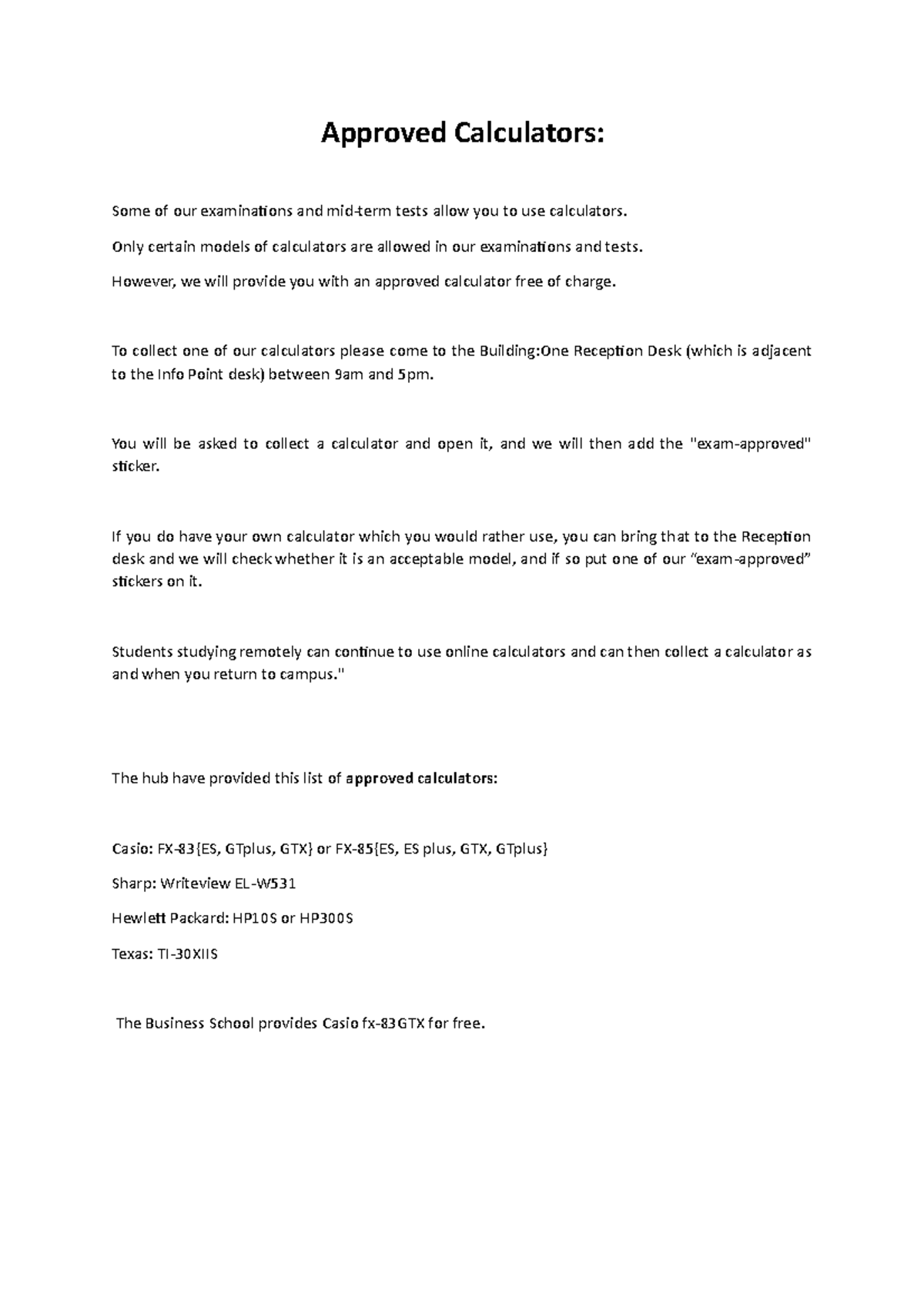 Approved Calculators - Approved Calculators: Some of our examinations ...