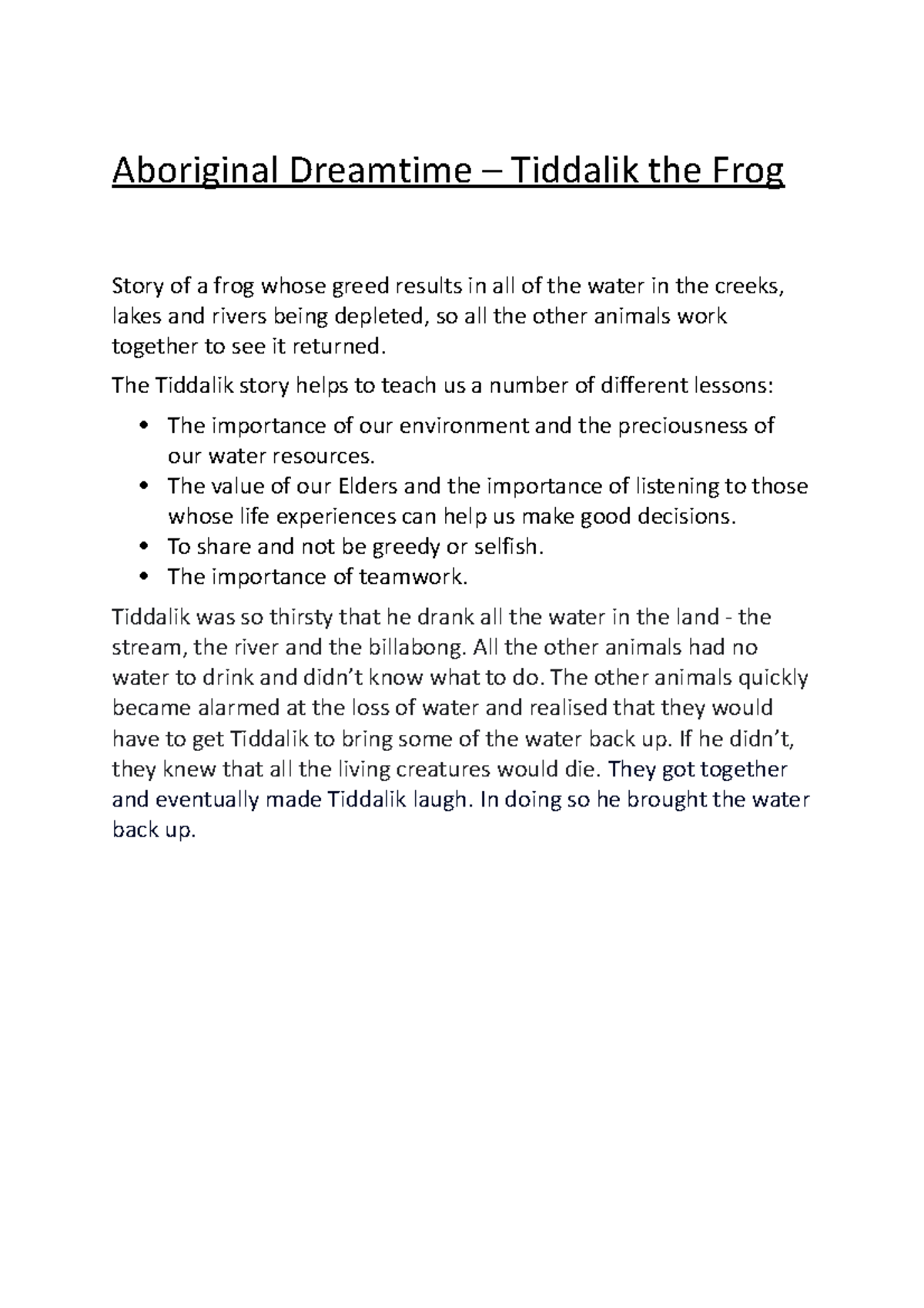 Aboriginal Dreamtime - Tiddalik the Frog - Aboriginal Dreamtime ...