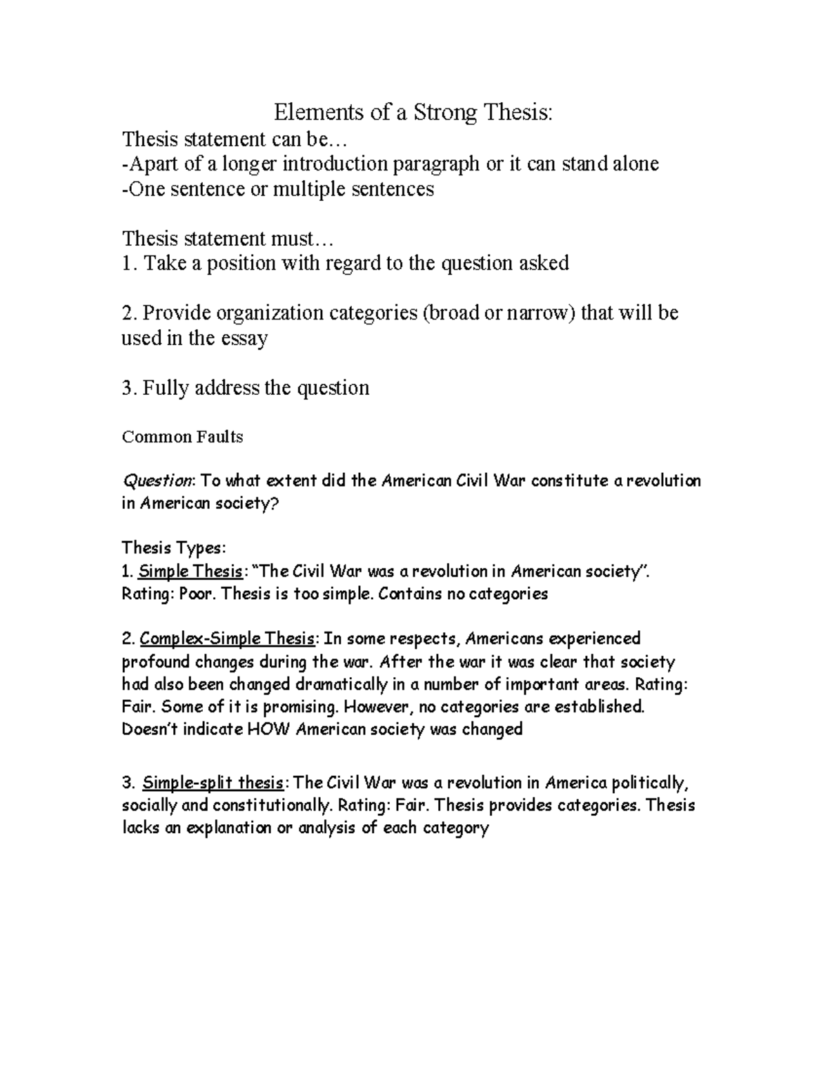 Elements of a strong thesisfor website - Elements of a Strong Thesis ...