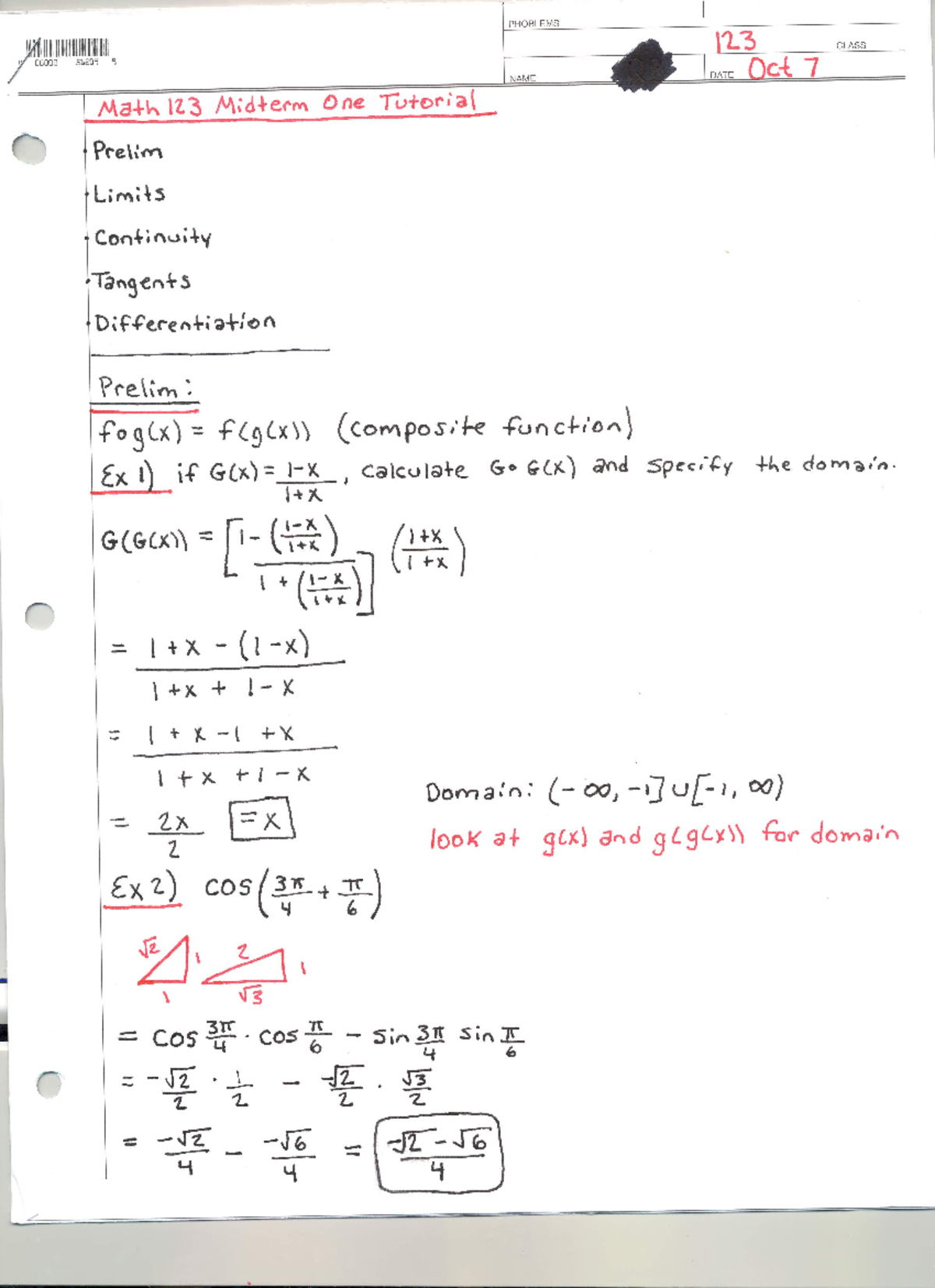 Calculus I for Engineers - Tutorial work - Math0001 - Math 123.3 - Studocu