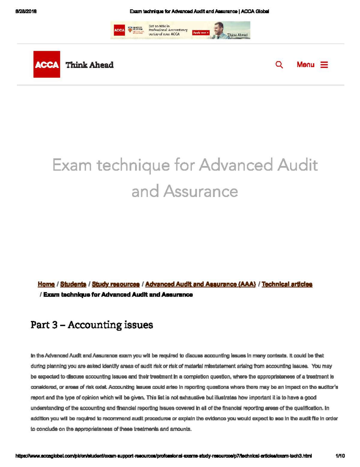 Technical Article - Accounting Issues - ACCA class work for daily ...