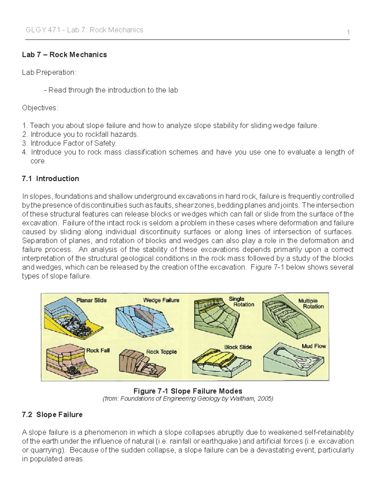 Lab 7 Introduction 2014 - Lab 7 – Rock Mechanics Lab Preperation: Read ...
