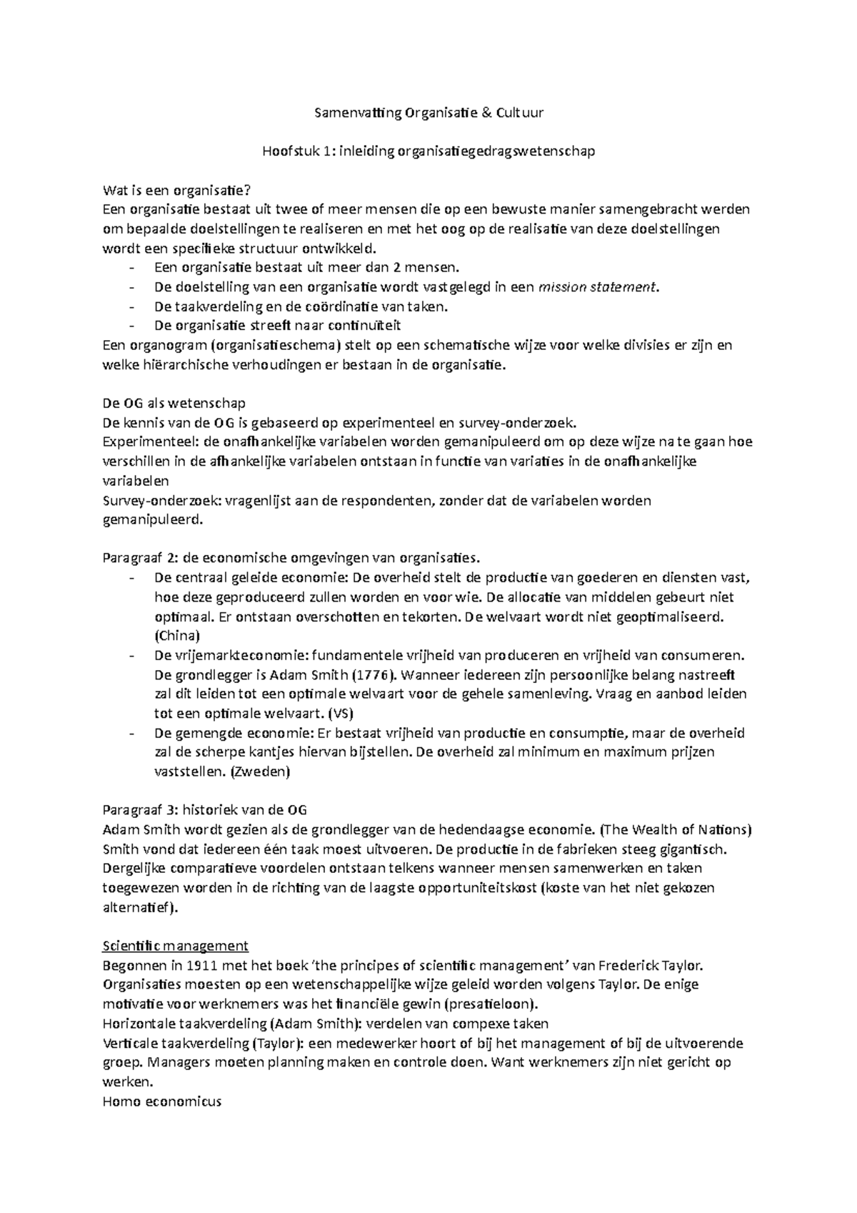 Samenvatting Gedrag in Organisaties - Samenvatting Organisatie Cultuur ...