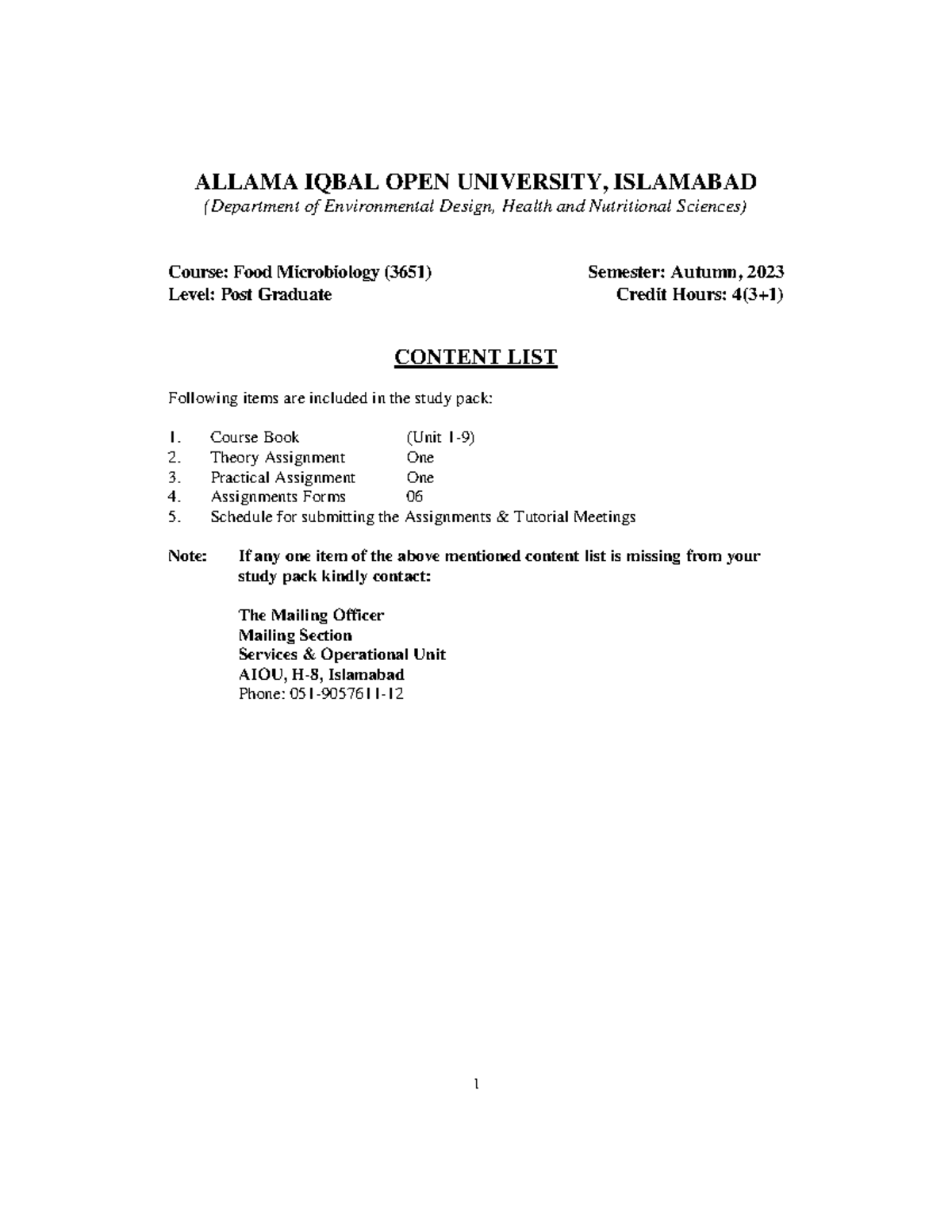 3651 Assignments Questionaire Syllabus Allama Iqbal Open