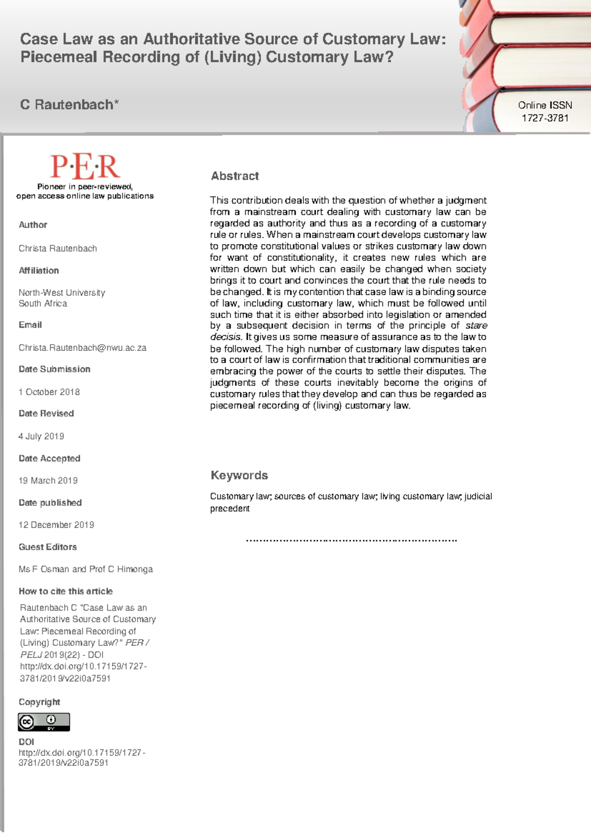 Navigating customary law in the formal courts perspectives from south ...