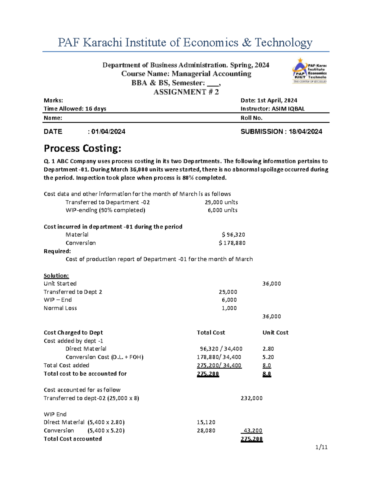 Assignment # 2 2 - okay - PAF Karachi Institute of Economics ...