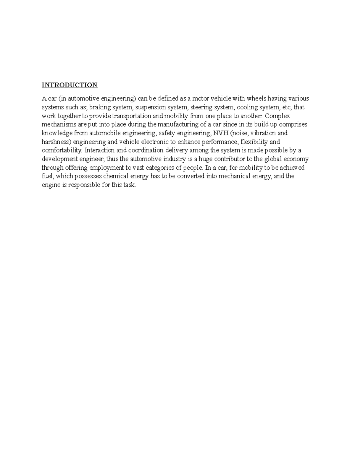 Introduction (Auto Recovered) - INTRODUCTION A car (in automotive ...