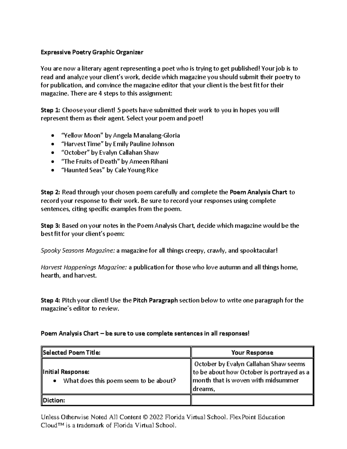 Poetry - Unless Otherwise Noted All Content © 2022 Florida Virtual ...