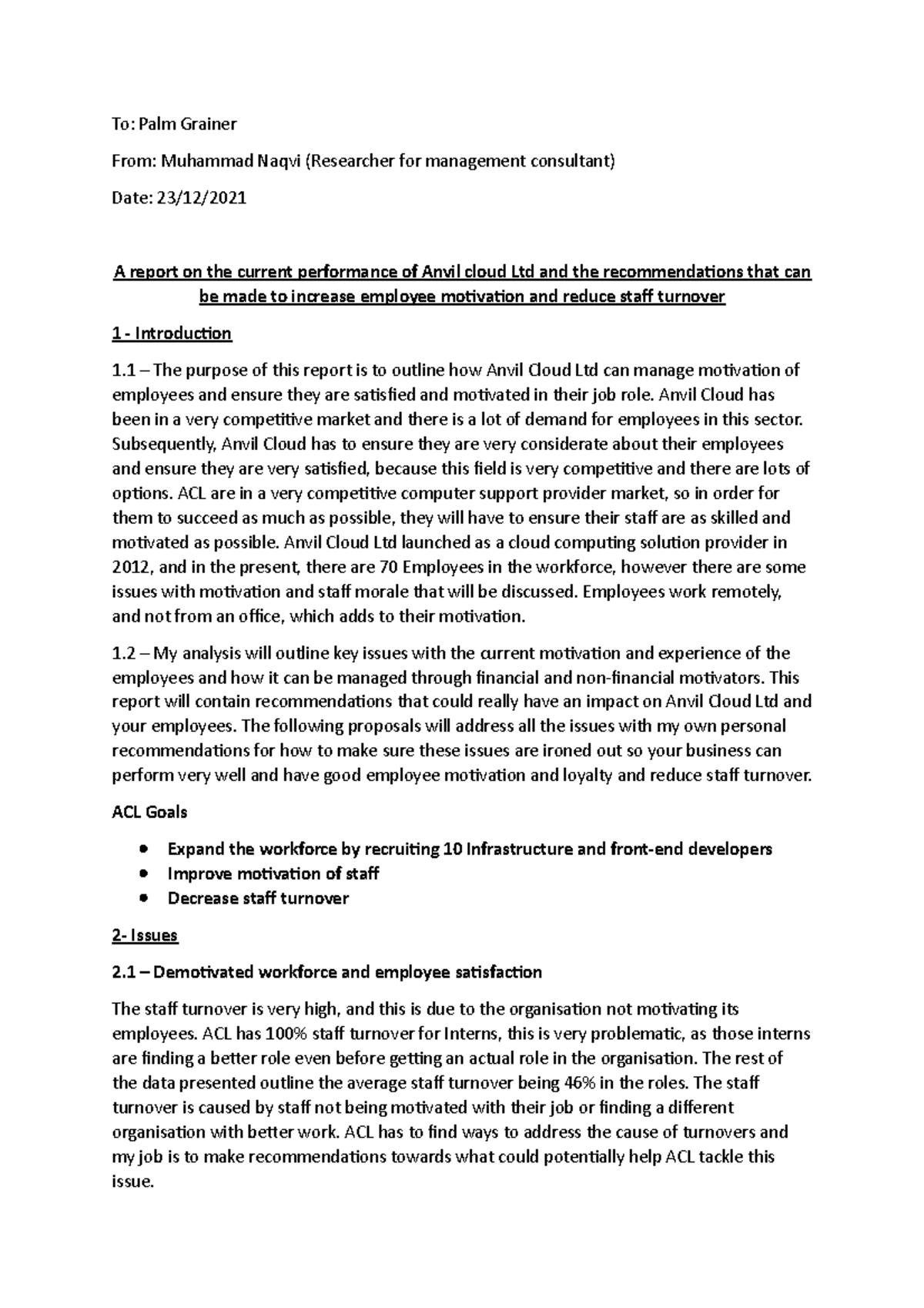 Report anvil - This is a full answer to ACL unit 6 principles of ...