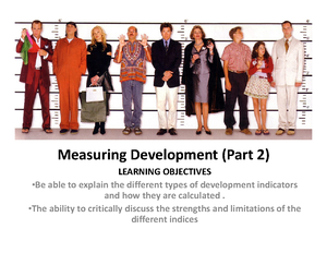Lecture 2 Measuring development 2020 Part 1 - LearŶiŶg OutĐoŵes - Studocu