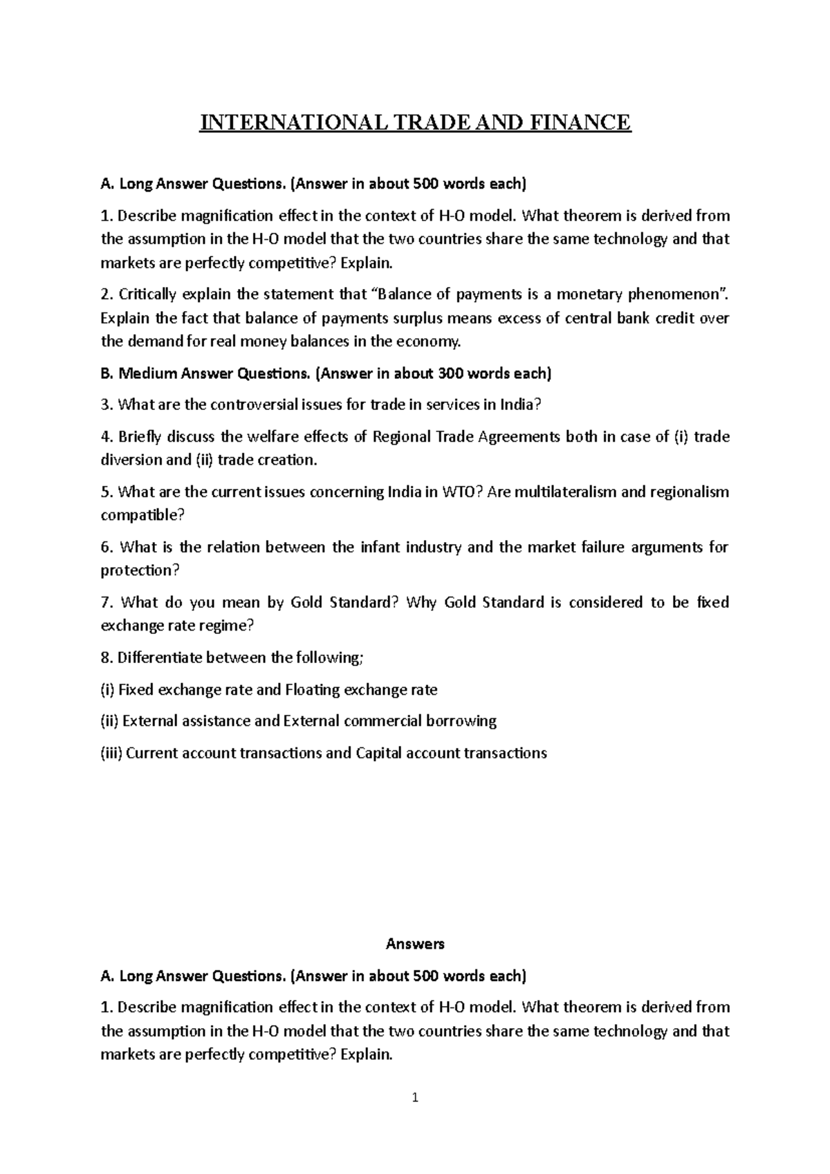 International Trade AND Finance - Studocu