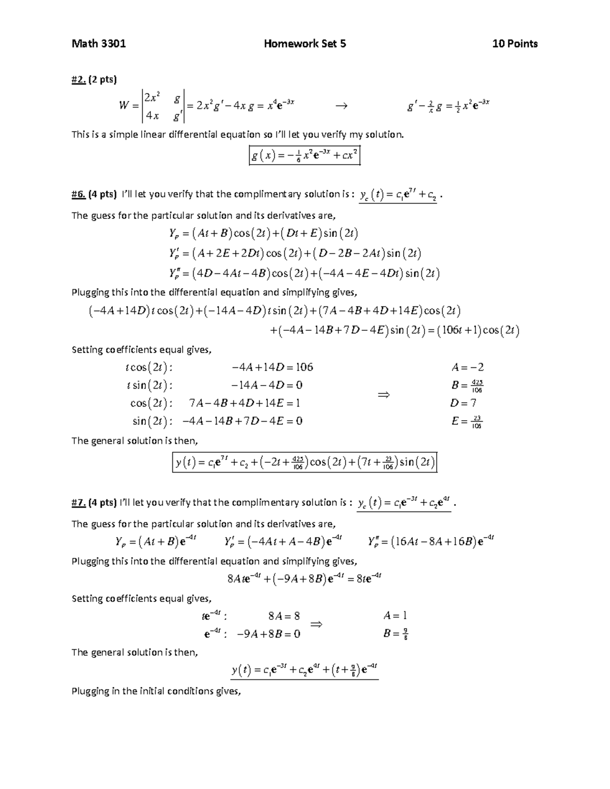 17fall Hwk 05 Soln Warning Tt Undefined Function 32 Math 3301 Homework Set 5 10 Points 2