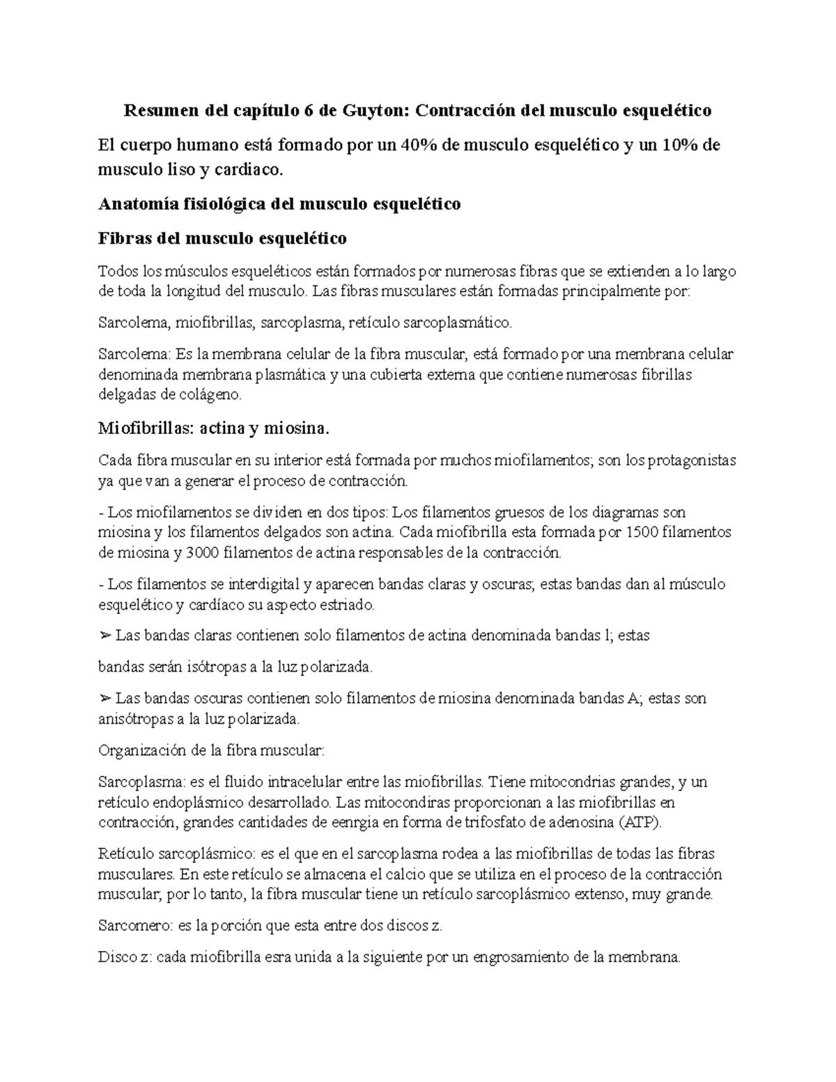 Resumen del capítulo 6 de Guyton-'' - Anatomía fisiológica del musculo esquelético Fibras del ...