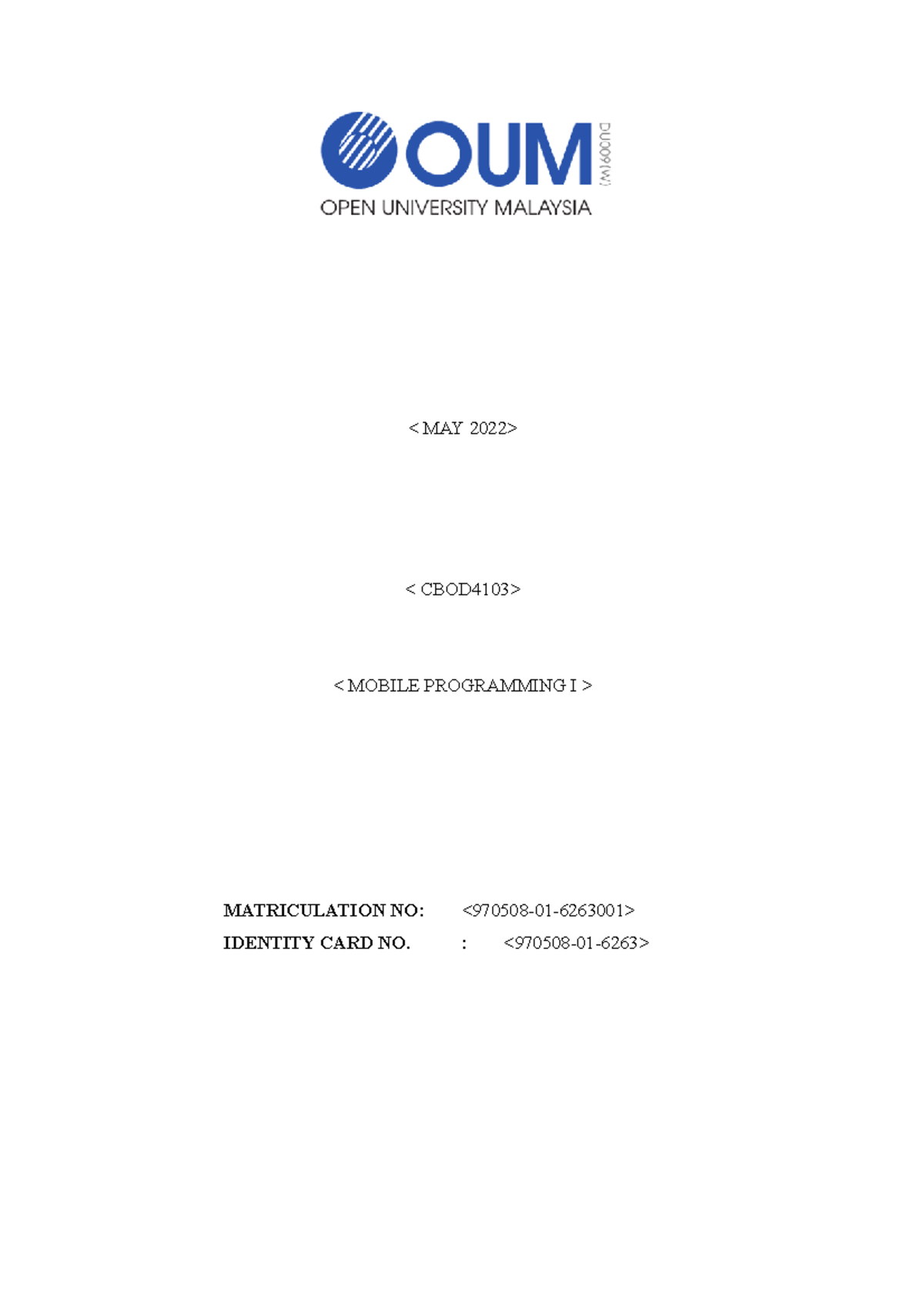 Mobile Programming - assignment - - Studocu